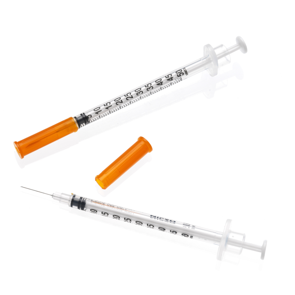 STERILE INSULIN SYRINGE SECURED 3 PIECES 0 5ML CRIMPED NEEDLE GAUGE 29 STERILE INSULIN SYRINGE SECURED 3 PIECES 0 5ML CRIMPED NEEDLE GAUGE 29